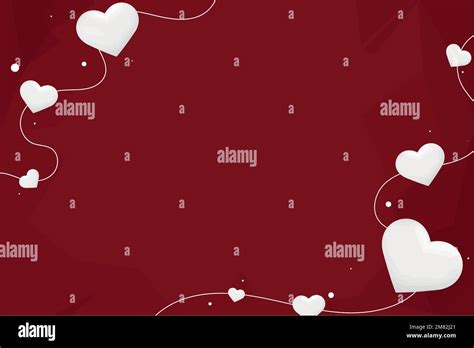 Vector Heart String Border Geometric Pattern Red Background Stock