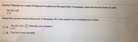 solved use the theorem on limits of rational functions to