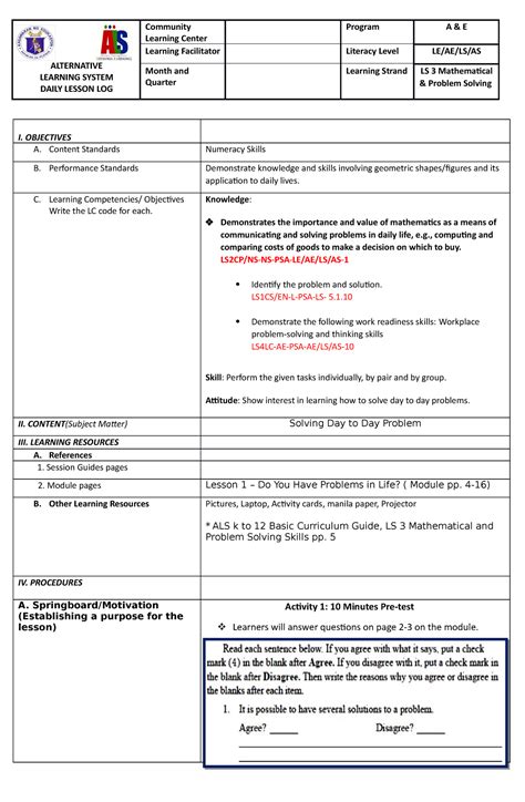 Ls3 Dll Solving Day To Day Problem 1 Alternative Learning System