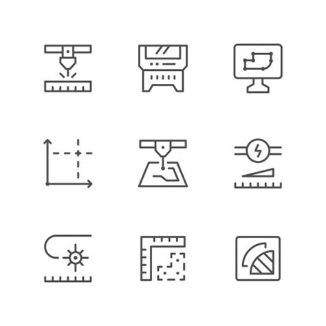 Laser Cutting And Engraving Icons Royalty Free Vector