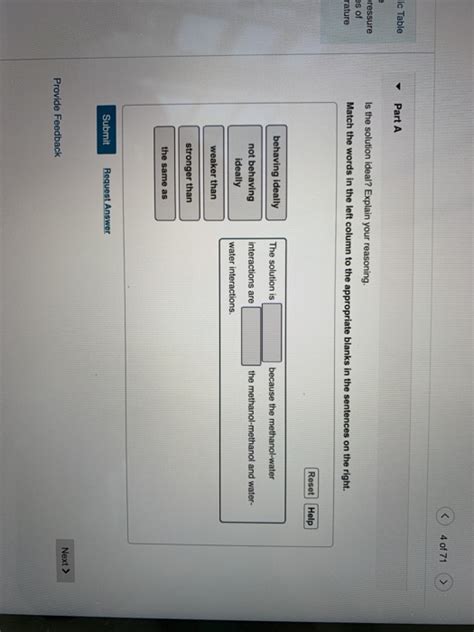 Solved 4 Of 71 Ic Table Part A Ls The Solution Ideal Chegg Com