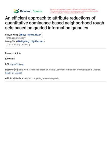 Pdf An Efficient Approach To Attribute Reductions Of Quantitative