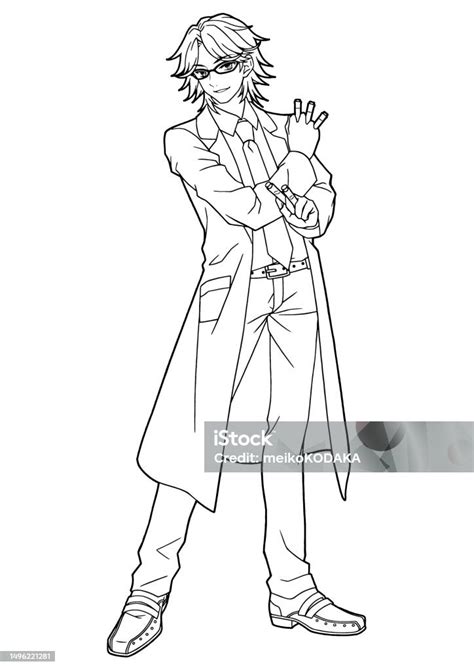 Illustration For Coloring Book Of Boy In Cartoon Style Stock