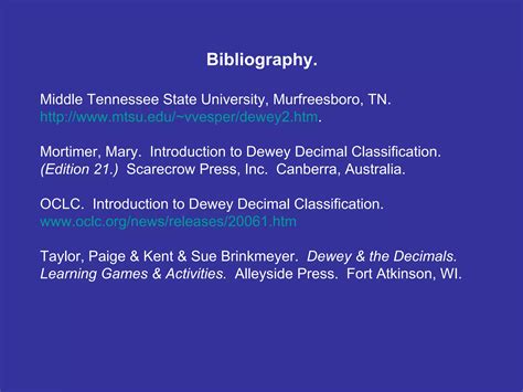 Dewey Decimal Classification Pps