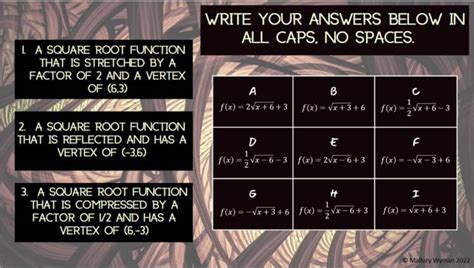 Square Root Transformations Digital Activity Escape Room Tpt