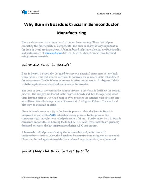 Why Burn In Boards Is Crucial In Semiconductor Manufacturing Pdf
