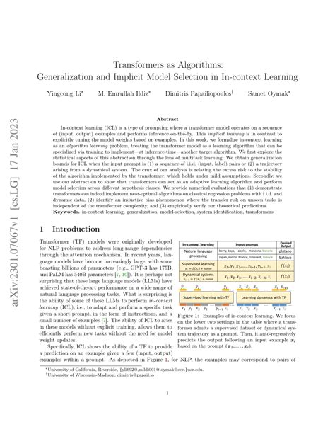 Pdf Transformers As Algorithms Generalization And Implicit Model