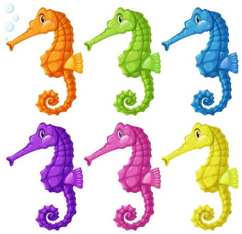 Caballitos De Mar En Seis Colores 293916 Vector En Vecteezy