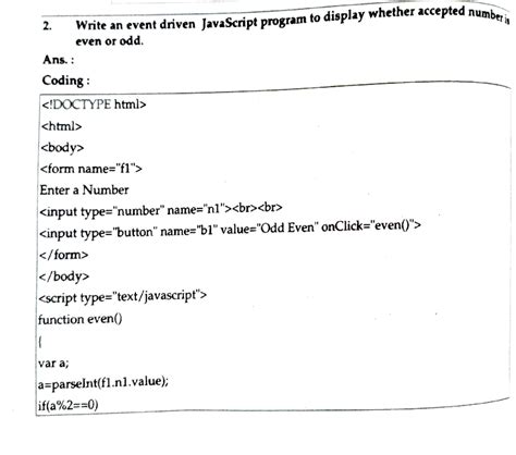 Js Codes 2 Ans Even Or Odd Coding Write An Event Driven