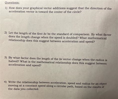 Solved 1 How Does Your Graphical Vector Additions Suggest