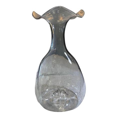 Mid 20th Century Eva Zeisel Hand Blown Crystal Vase With Ruffled Lip Chairish