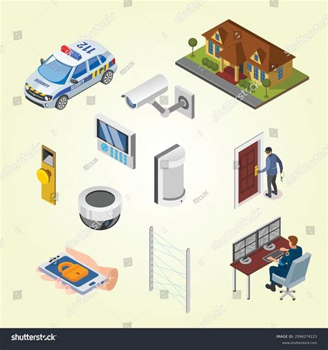 Security Systems Isometric Flowchart Surveillance Cameras Stock Vector Royalty Free 2596274123