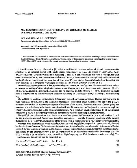 Macroscopic Quantum Tunneling Of The Electric Charge In Small Tunnel Junctions