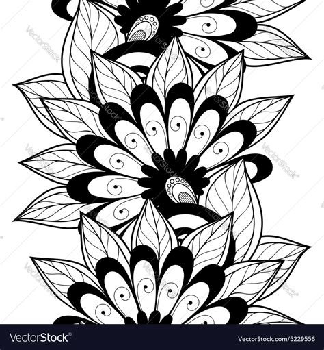 Seamless Monochrome Floral Pattern Royalty Free Vector Image