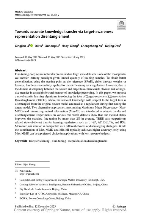 Pdf Towards Accurate Knowledge Transfer Via Target Awareness Representation Disentanglement