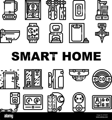 Smart Home Control Icons Set Vector Technology Network Wireless Digital Internet App House