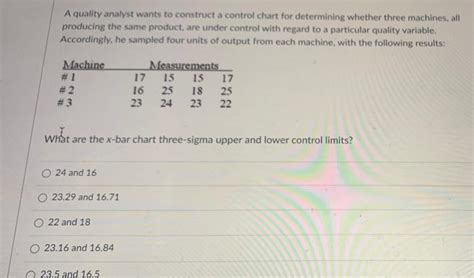 solved a quality analyst wants to construct a control chart