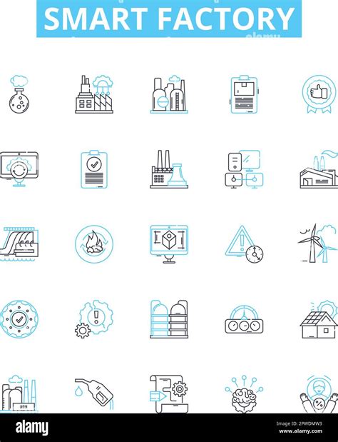 Smart Factory Vector Line Icons Set Smart Factory Automation Digital IoT Intelligent