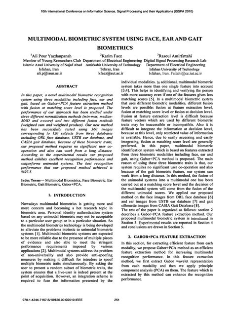 Biometric Recognition Using Face Ear And Gait Pdf Biometrics