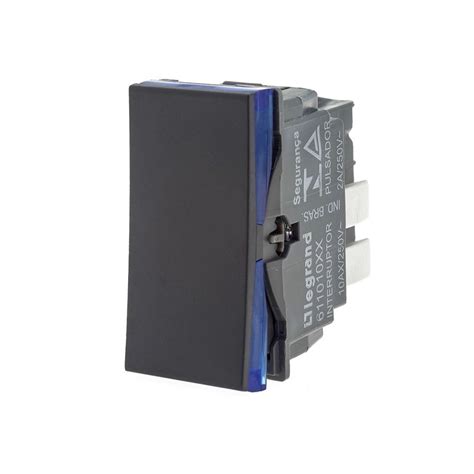 Módulo Interruptor Predial 1 Tecla Simples Embutir 250 V 10a Preta Borne Automático Plus