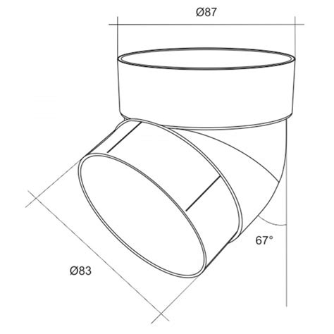 Колено трубы 67 градусов ПВХ Grand Line RAL 9005 Черное 90 мм, цена ...