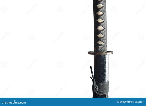 Horizontal Photo Of Sheathed Katana With Details Of The Handle And