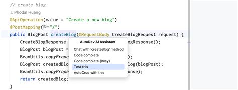 在编辑器中使用ai功能 Autodev Tailor Your Ai Coding Experience