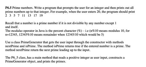 Solved P65 Prime Numbers Write A Program That Prompts The