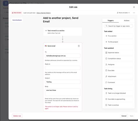 Rule Keeps Breaking When Using Integrations Closed Asana Forum