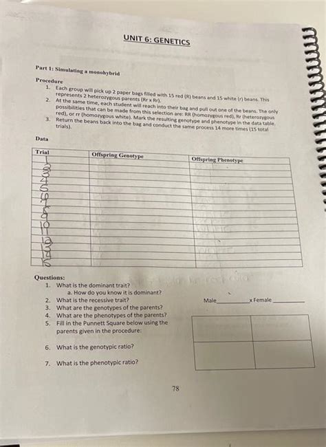 Solved UNIT GENETICS Part Simulating A Monohybrid Chegg Com