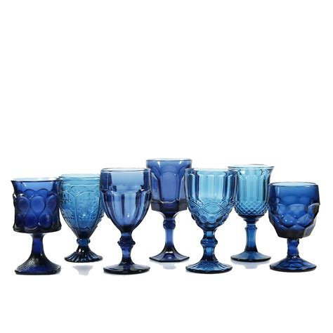Deep Blue Goblets The Confetti Studio Blue Wine Glasses Vintage