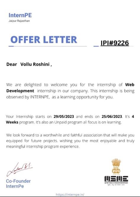 Roshini V On Linkedin Internpe