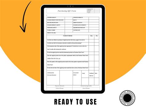 Incoming Quality Control Checklist Form Editable Supplier Product