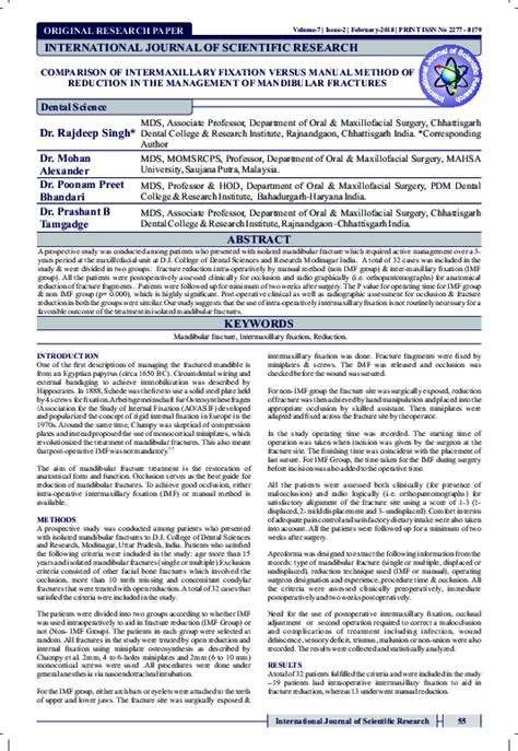 Pdf Comparison Of Intermaxillary Fixation Versus Manual Method Of Reduction In The Management