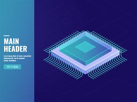 컴퓨터 기술 컴퓨터 프로세서 유닛 Cpu 데이터 처리 서버 룸 무료 벡터