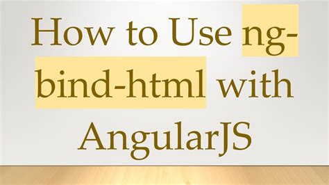 How To Use Ng Bind Html With Angularjs Youtube