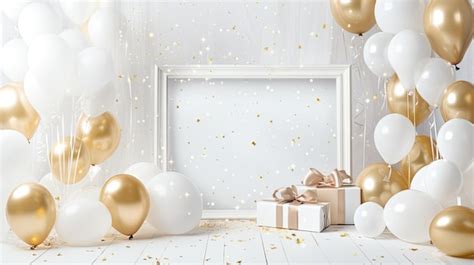 Premium Ai Image Luxury White Classic Frame With T Box And Balloon