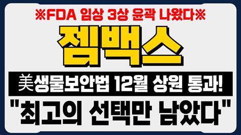 젬백스 주가전망 단독속보 美생물보안법 12월 상원 통과 Fda 임상 3상 윤곽 나왔다 이제 최고의 선택만 남았습니다 젬백스 젬백스주가 Youtube