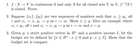 Solved F XY Is Continuous If And Only If For All Closed Chegg