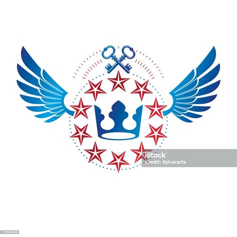 로얄 크라운 상징입니다 팔의 문장 학 외 투 장식 기호 고립 벡터 일러스트 레이 션 흰색 바탕에 오래 된 스타일에 고 대