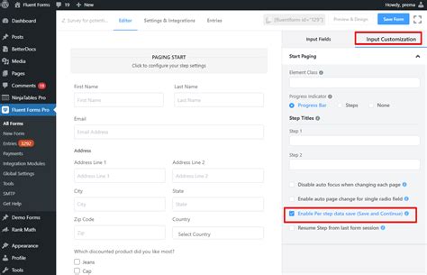 Enable Fluent Forms Partial Entries To Save Progress In Wordpress Forms Fluent Forms