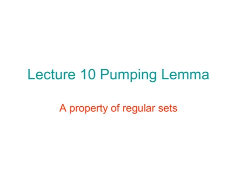 Lecture 10 Pumping Lemma