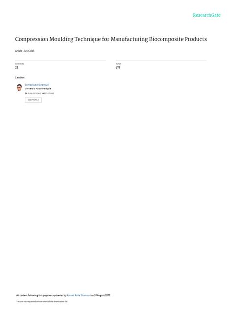 Compression Moulding Techniquefor Manufacturing Biocomposite Products Pdf Amorphous Solid