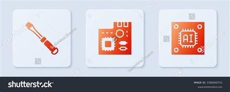 Set Motherboard Digital Chip Screwdriver Processor Stock Vector Royalty Free 2290040751