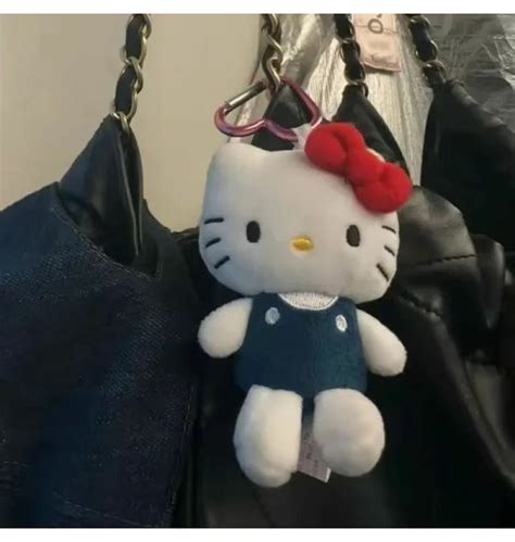 귀여운 산리오 헬로 키티 봉제 인형 사랑 모양 키링 키체인 여아 백팩 펜던트 장식 부드러운 충전 장난감 집들 티몬