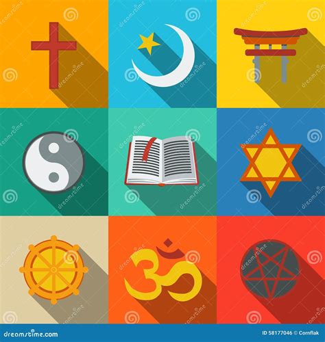 World Religion Symbols Colored Signs Of Major Religious Groups And