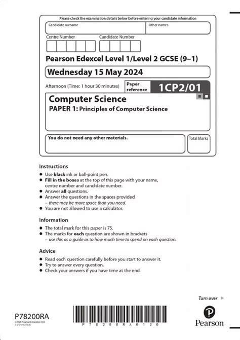 Gcse Edexcel May 2024 Computer Science Paper 1 Computing Stuvia Uk