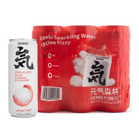 Genki Forest Sparkling Water Lychee Fizzy Flavor 6pk Weee