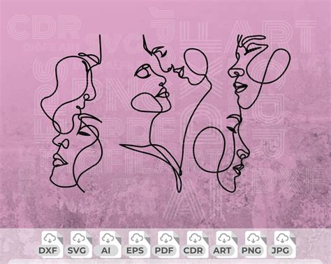 Love Line Art Svg Lover Png Woman Face Svg Portrait Line Drawing