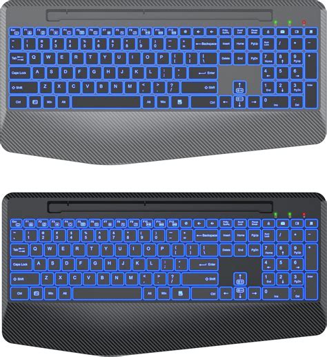 Amazon Com Wireless Keyboard With 7 Colored Backlits Wrist Rest Phone Holder Rechargeable